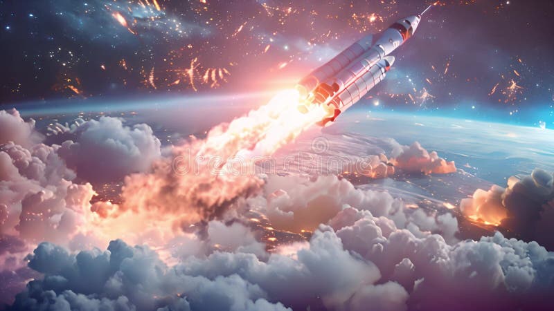 Space Shuttle Flying through Sky Stock Video - Video of galaxy, cosmic ...