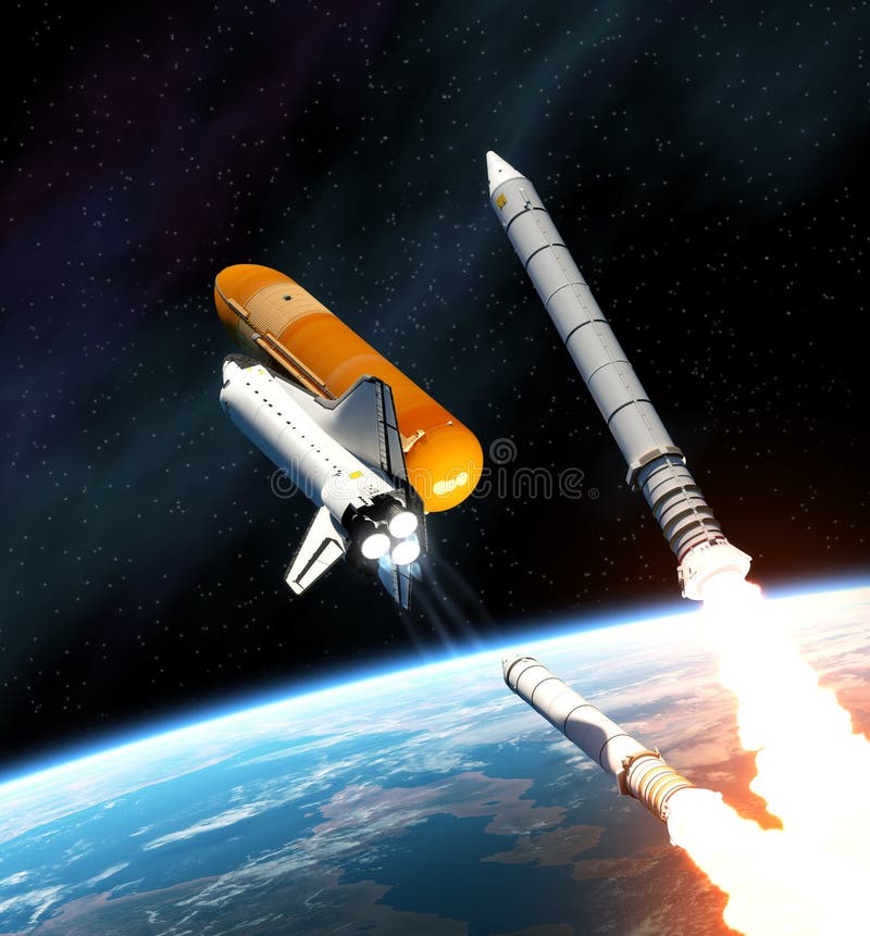 Solid Rocket Boosters Separation Stock Illustration - Illustration of ...