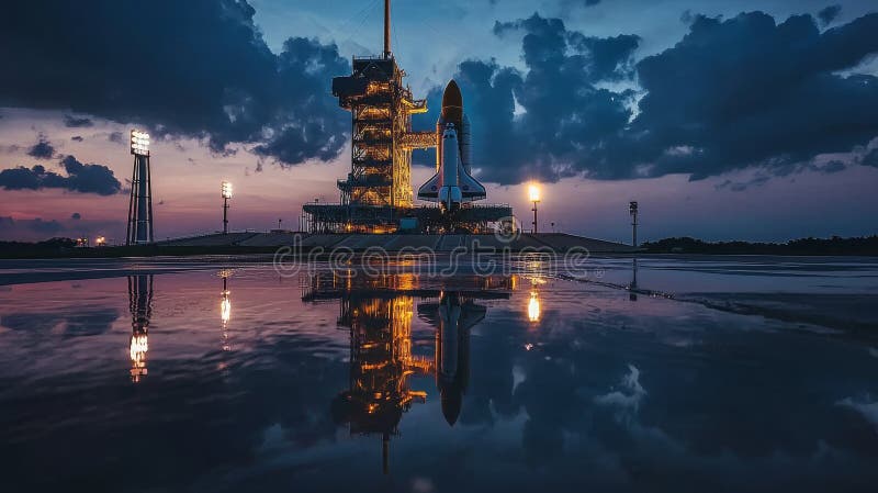 A Space Shuttle Stands on the Launch Pad before Ignition, with the ...