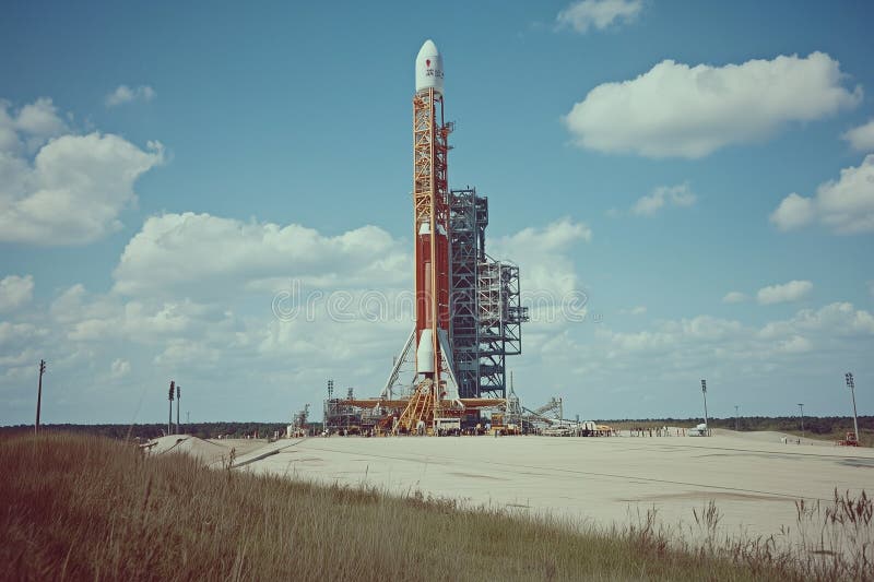 Space Shuttle Ready for Launch on Launch Pad Stock Illustration ...