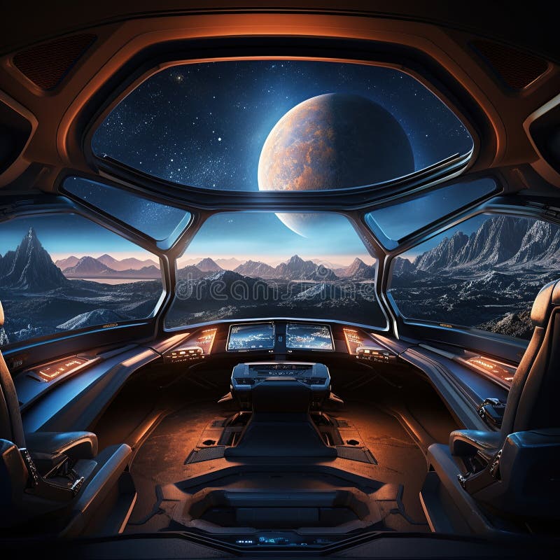 Space Shuttle Steering Wheel and Control Panel in Space. Generative AI ...