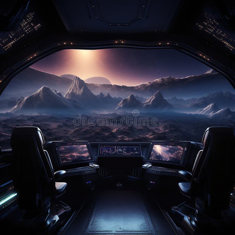 Space Shuttle Steering Wheel and Control Panel in Space. Generative AI ...