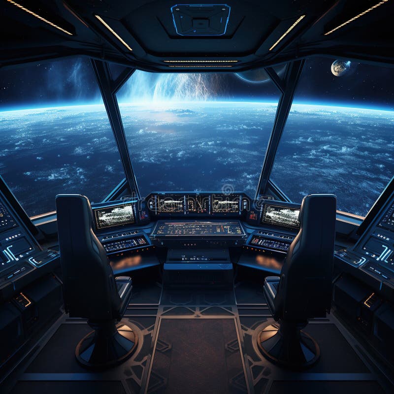 Space Shuttle Steering Wheel and Control Panel in Space. Generative AI ...
