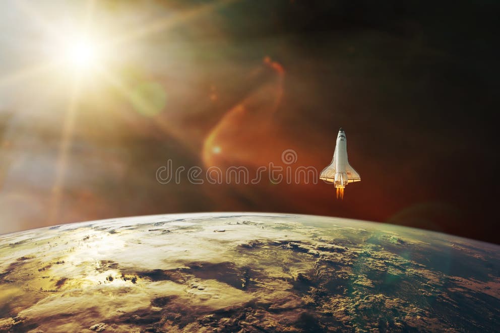 Space Shuttle Take Off Mission in Earth Orbit. Stock Image - Image of ...
