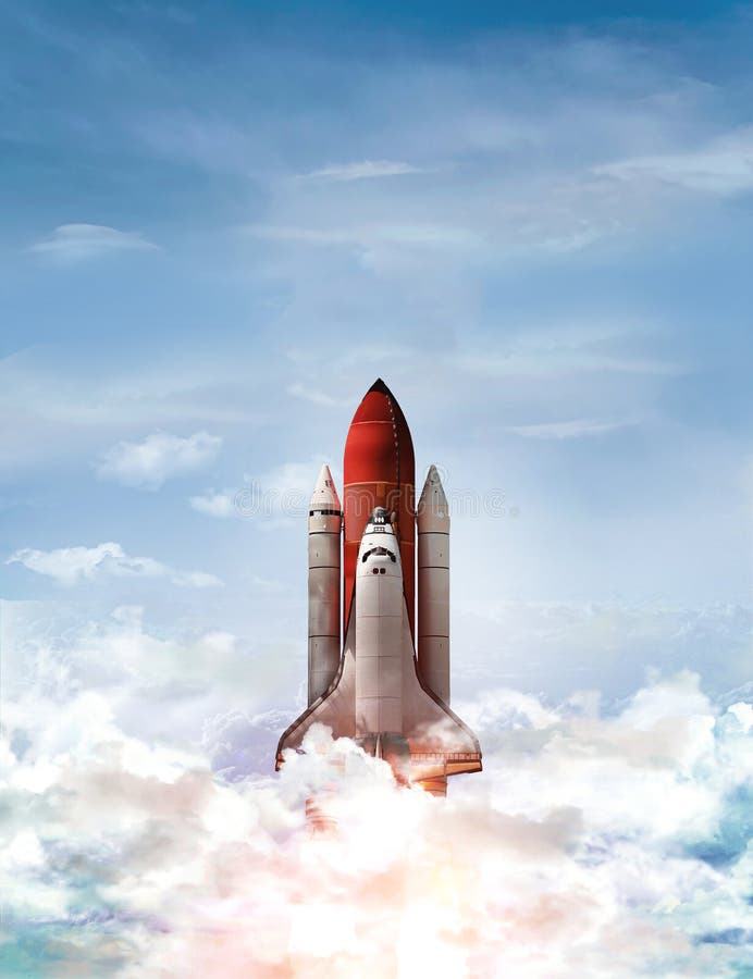 Space Rocket in the Space on Orbit of Earth Planet Stock Photo - Image ...