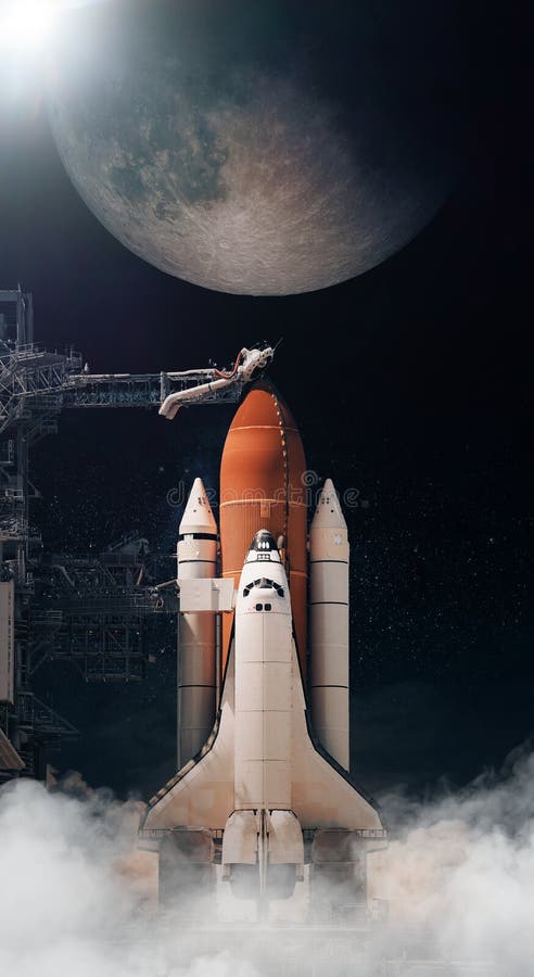 Space Shuttle Takes Off To Moon. Elements of this Image Furnished by ...