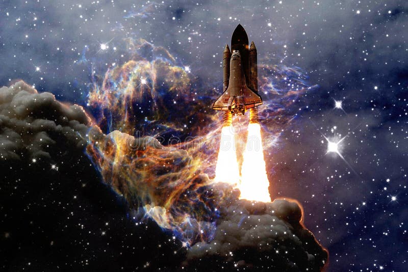 Space Shuttle Taking Off on a Mission Stock Illustration - Illustration ...