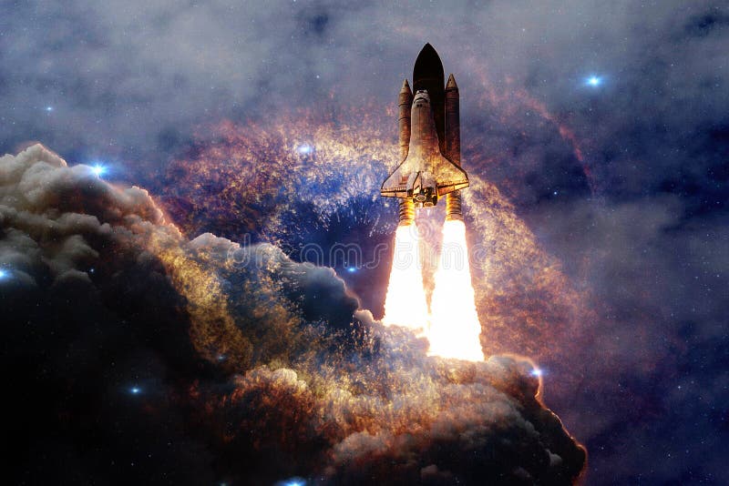 Space Shuttle Taking Off on a Mission Stock Illustration - Illustration ...