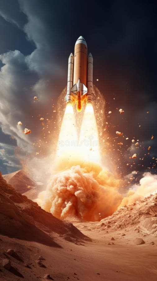 A Space Shuttle Taking Off into the Sky. Generative Ai Stock Image ...