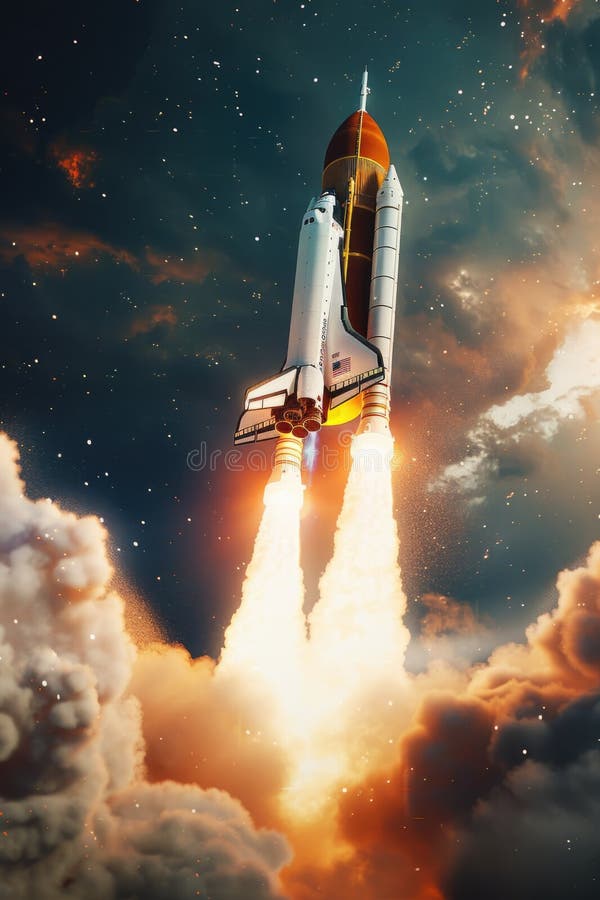 A Space Shuttle Taking Off into the Sky. Suitable for Aerospace and ...