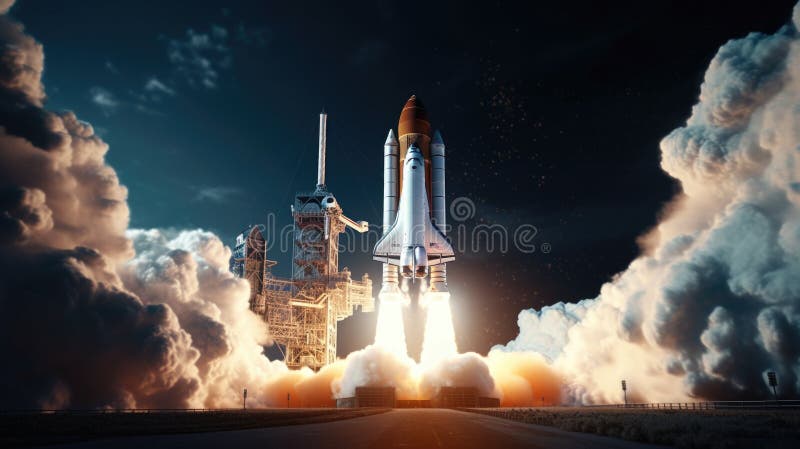 A Space Shuttle Taking Off into the Sky. Suitable for Aerospace and ...