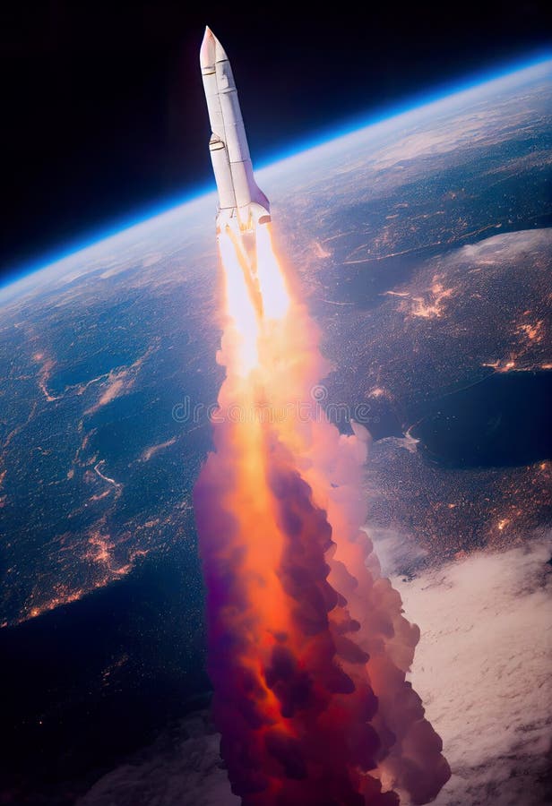 Space shuttle taking off stock illustration. Illustration of blue ...