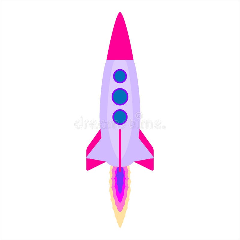 Spaceship Icon in Cartoon Design. Rocket Launch Stock Vector ...