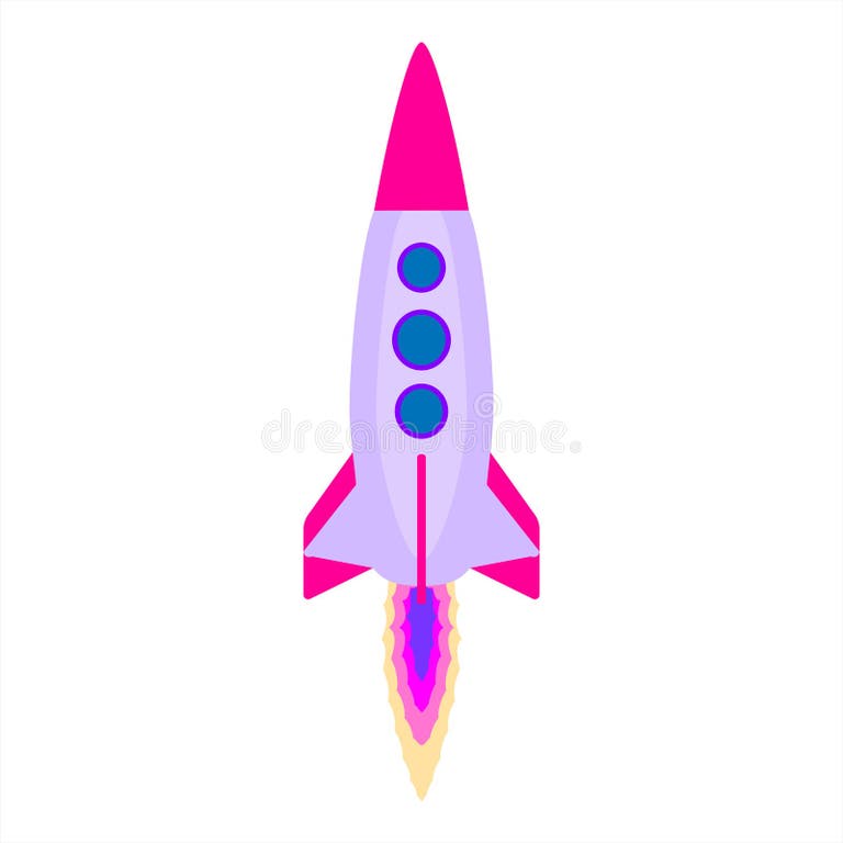 Spaceship Icon in Cartoon Design. Rocket Launch Stock Vector ...