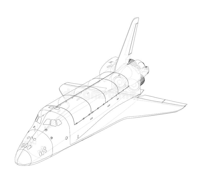 Space Shuttle. Vector Rendering of 3d Stock Vector - Illustration of ...