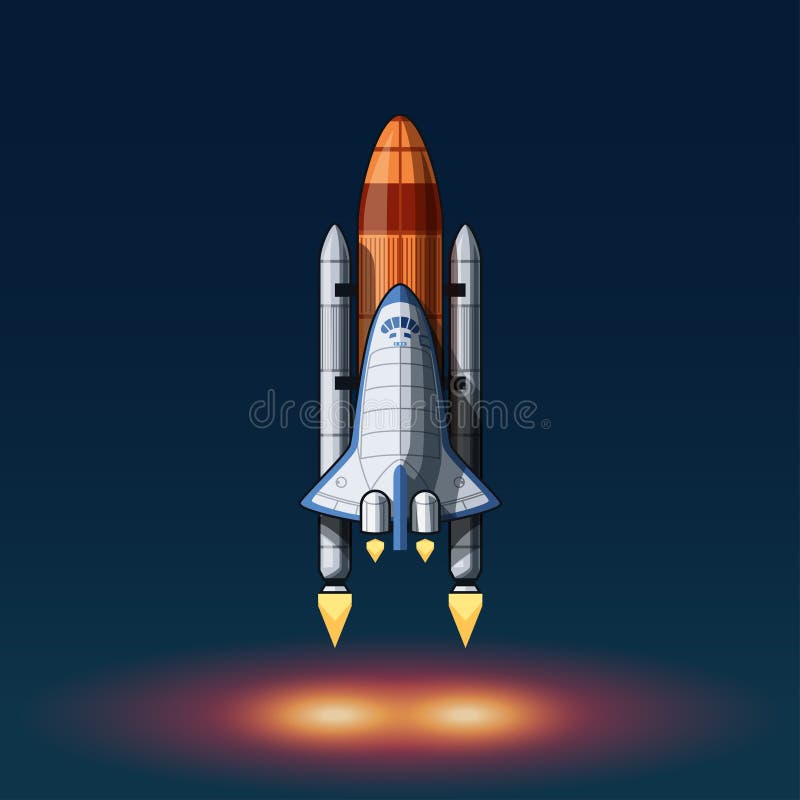 Space Shuttle with Working Engines on Blue Editorial Photo ...