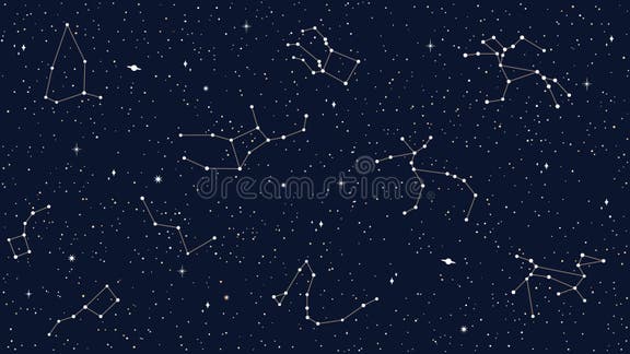 Space Sky Celestial Seamless Pattern of Stars Map Stock Vector ...