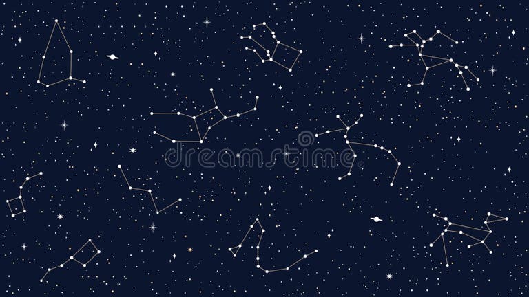 Space Sky Celestial Seamless Pattern of Stars Map Stock Vector ...