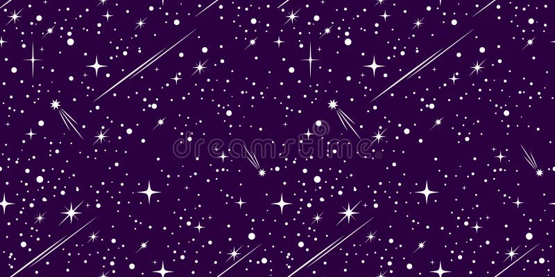 Space Sky Seamless Pattern with Stars and Comets Stock Vector ...