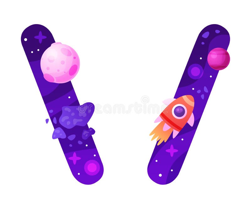 Space Slash Sign with Rocket and Starry Sky Vector Illustration Stock ...