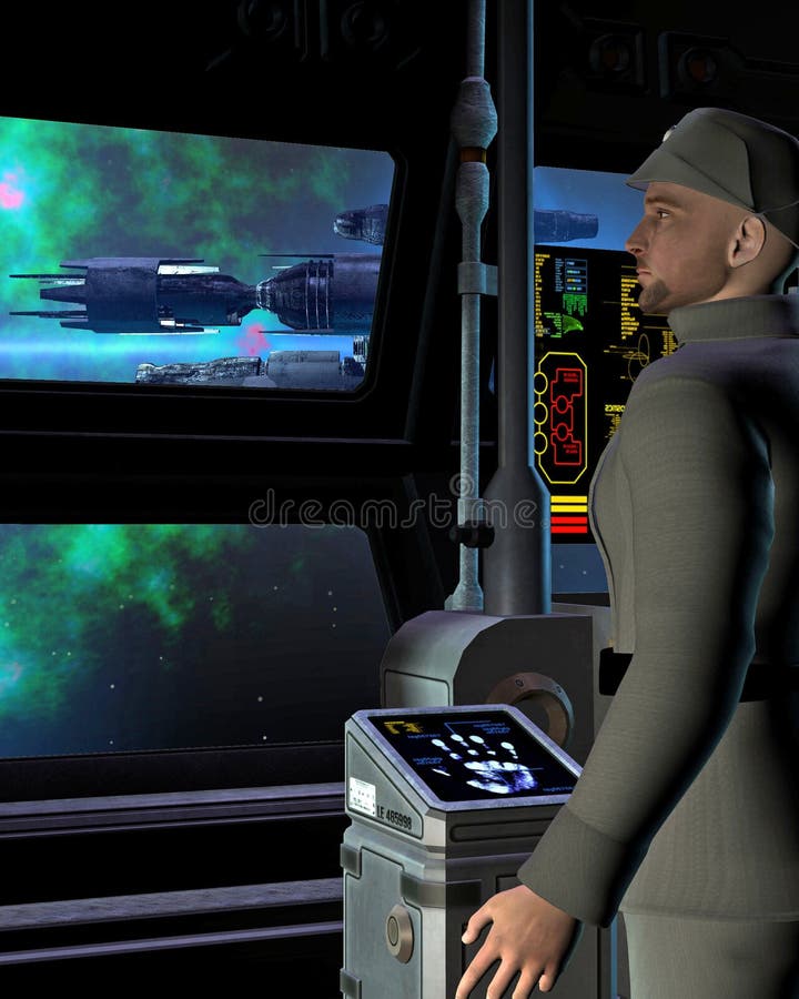 Space Soldier in a Spaceship, 3d Illustration Stock Illustration ...