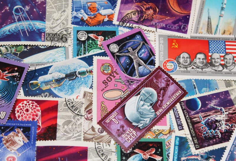 Space on stamps editorial image. Image of collage, stamps - 233453125