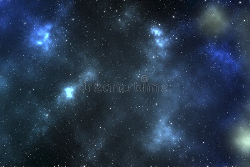 Space with Light Blue Nebula Stock Illustration - Illustration of dark ...