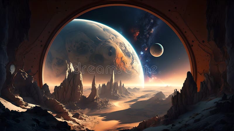 Space, Stars, Planets in Realism Stock Illustration - Illustration of ...