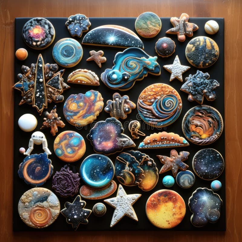 Space Stars Universe Icing Cookies Stock Illustration - Illustration of ...