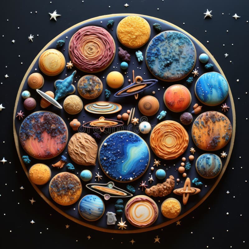 Space Stars Universe Icing Cookies Stock Illustration - Illustration of ...