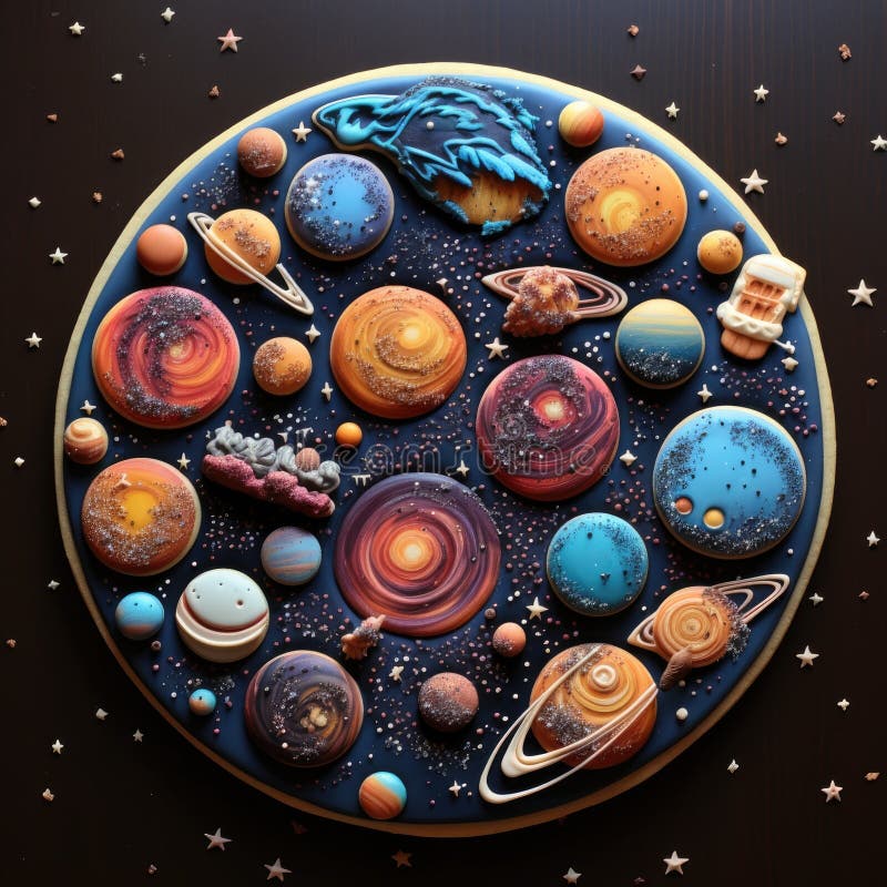 Space Stars Universe Icing Cookies Stock Illustration - Illustration of ...