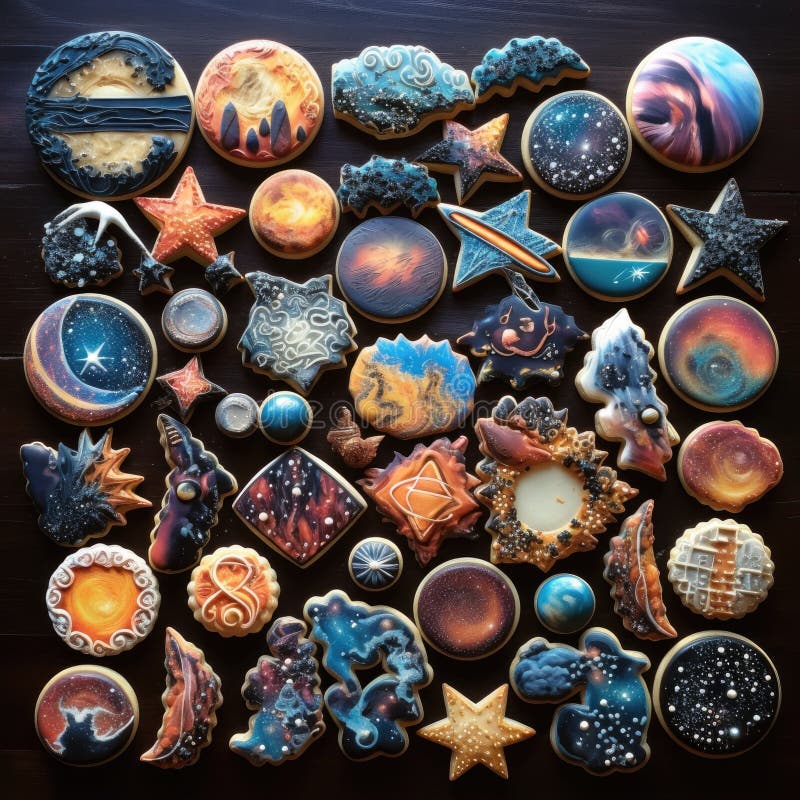 Space Stars Universe Icing Cookies Stock Illustration - Illustration of ...