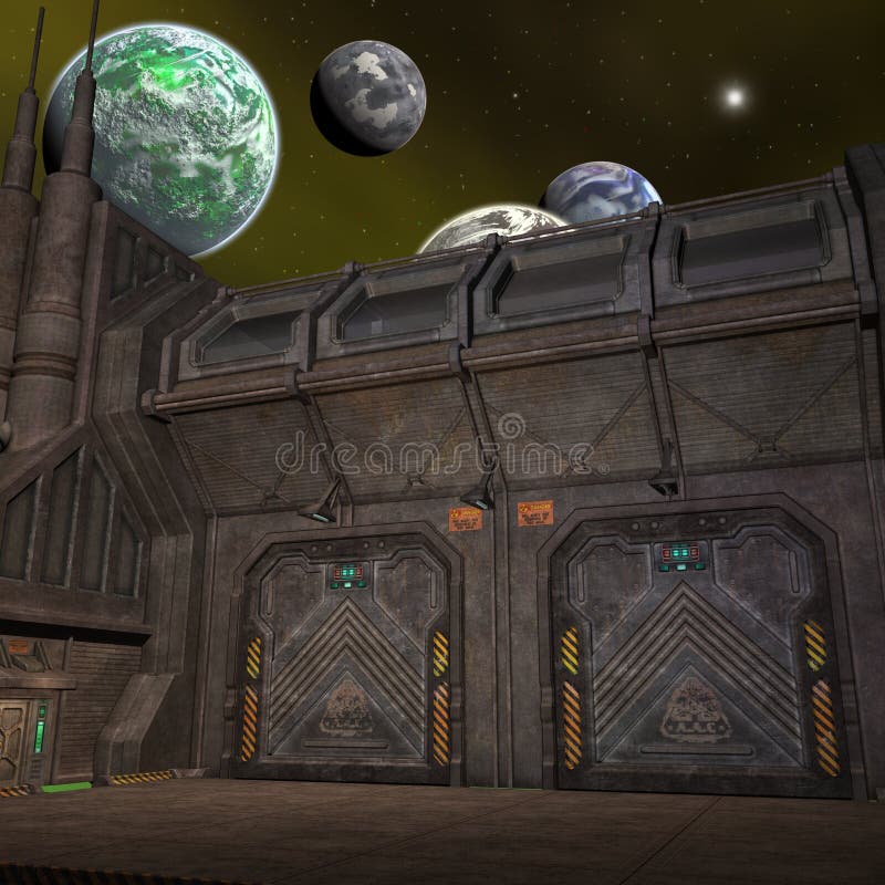 Alien space port stock illustration. Illustration of futuristic - 10539252