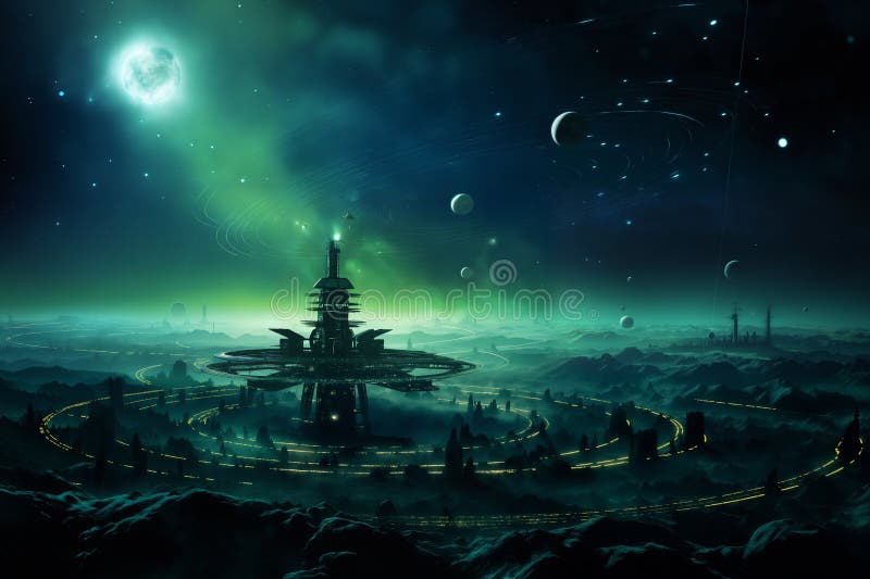 Space Station on the Background of the Planet and Space, Futuristic ...