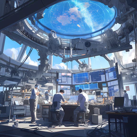 Space Station Command Center: Advanced Technology and Teamwork Stock ...