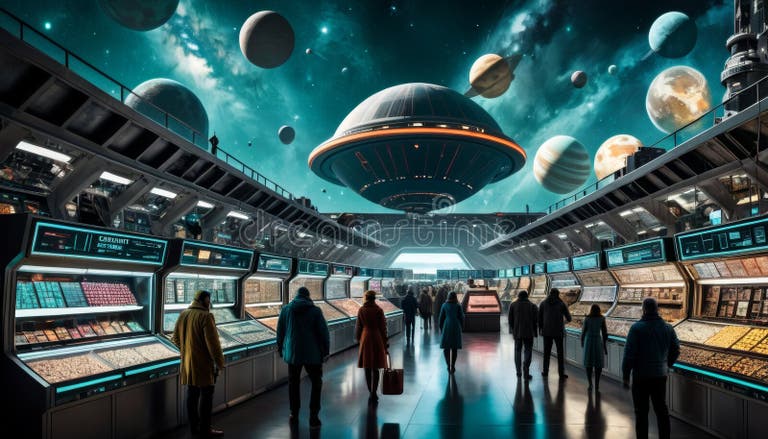 Space Station Command Center Viewing Galaxies Stock Image - Image of ...