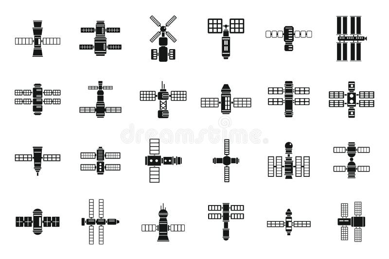 Space Station Communication Icons Set, Simple Style Stock Vector ...