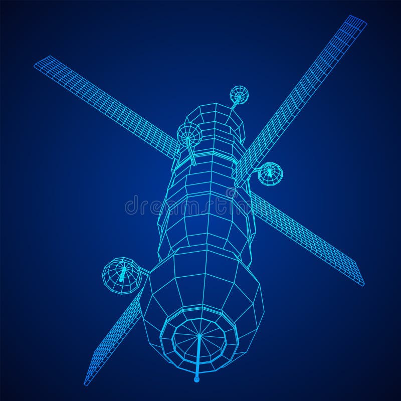 Space Communications Satellite In Orbit Around The Earth. Elements Of ...