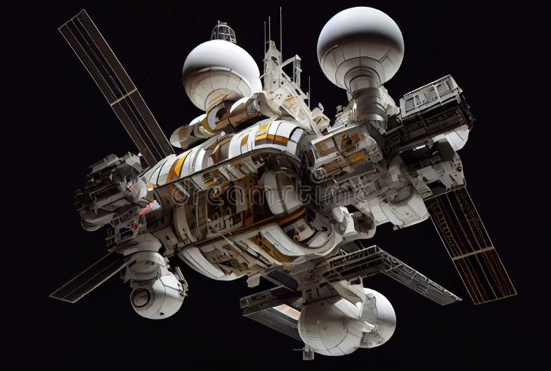 Space Station with Communications Satellites Levitates Off Earth in ...