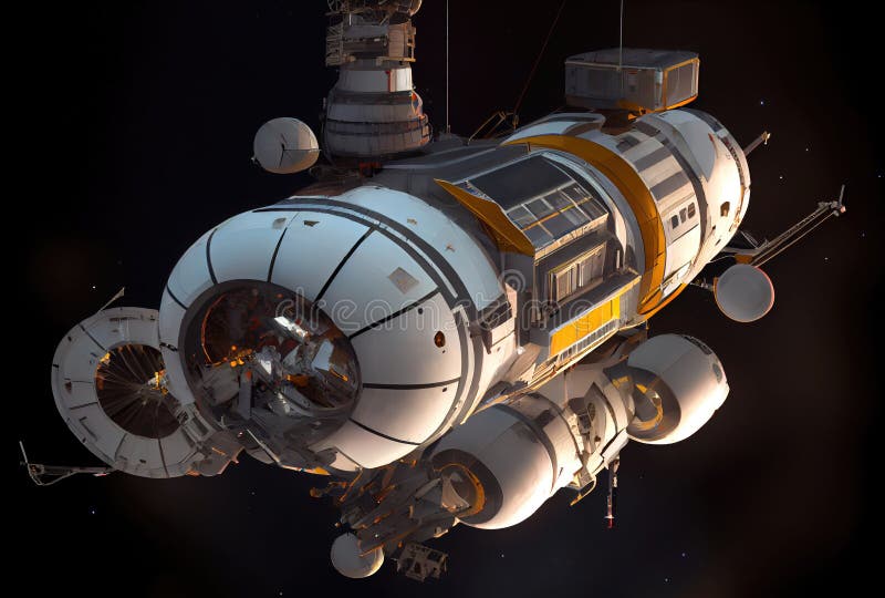 Space Station with Communications Satellites Levitates Off Earth in ...