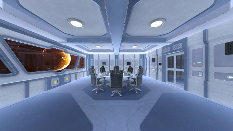 Space Station Conference Room Stock Image - Image of planet, table ...