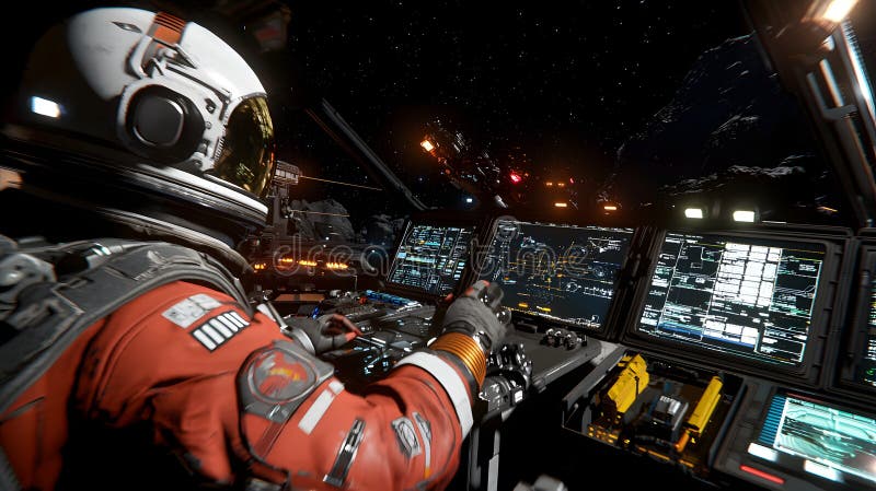 Space Station Control Room with AI Interfaces Stock Image - Image of ...