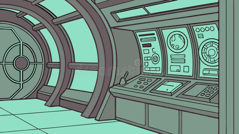 Space Station Control Room, Futuristic Interface and Command Center ...