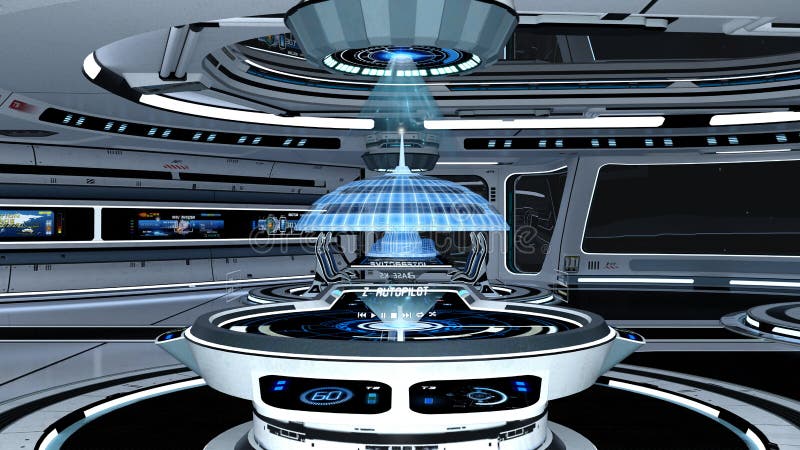 Space station control room stock illustration. Illustration of room ...