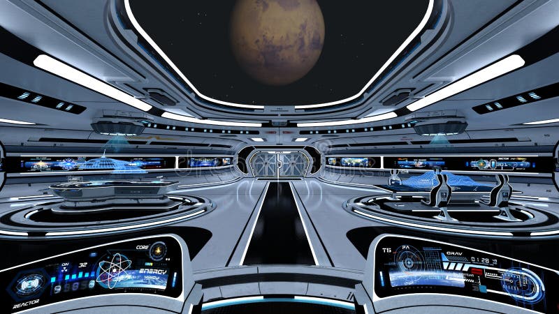 Space station control room stock illustration. Illustration of science ...