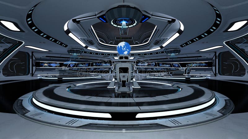 Space station control room stock illustration. Illustration of future ...