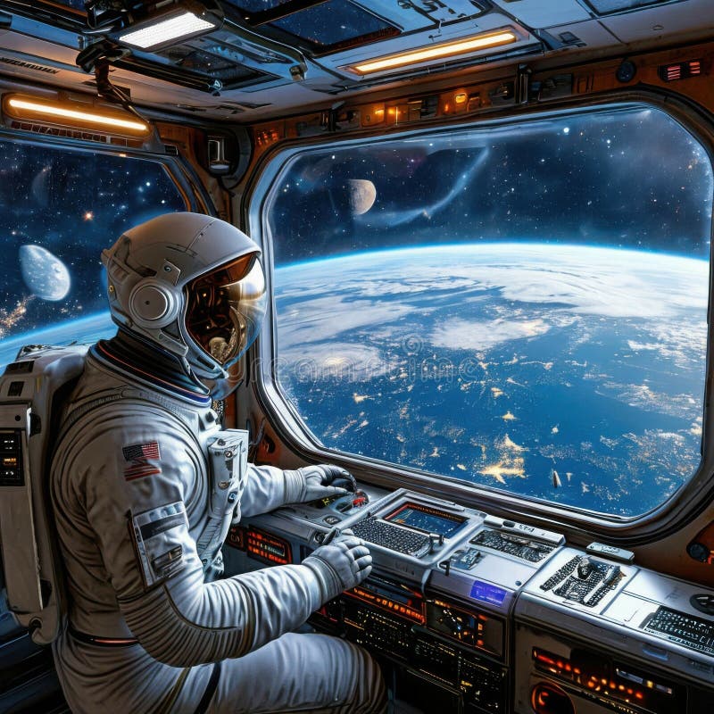 A Space Station Controlled by Artificial Intelligence Stock Illustration - Illustration of ...