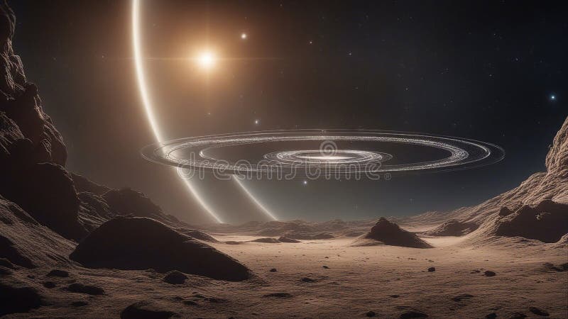 Space Station in the Desert a Space Scene with Starfield and Galaxy in ...