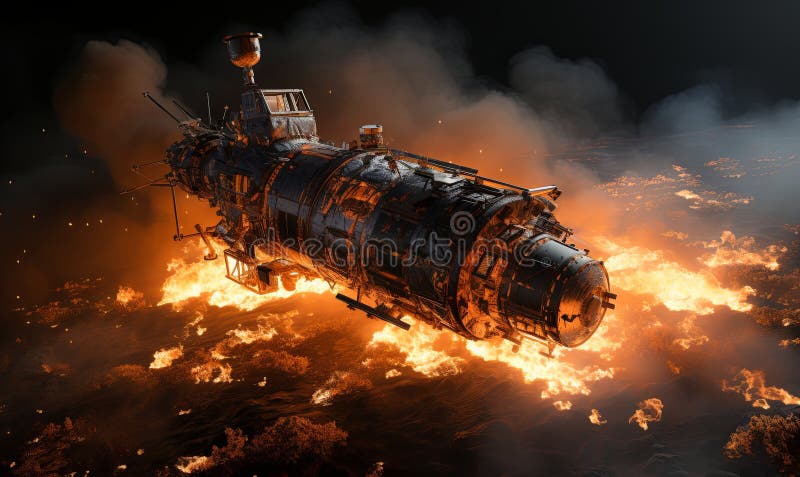 Space Station Engulfed in Fire Stock Image - Image of disaster, rescue ...