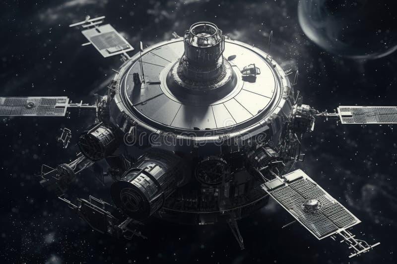 A Space Station Floating in the Midst of a Vast Galaxy. Suitable for ...